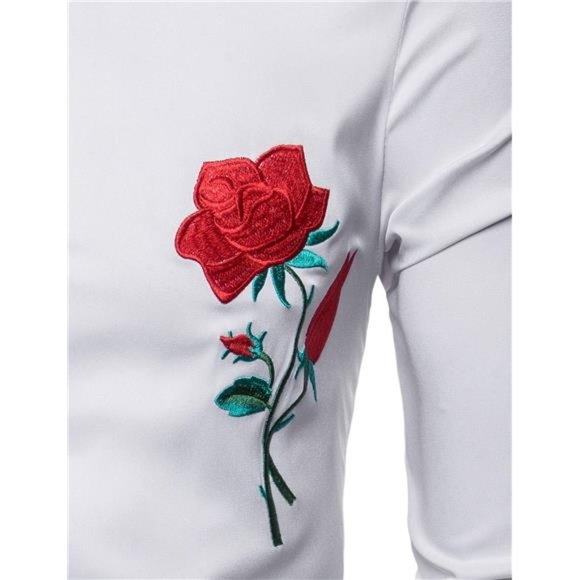 Shirts | Mens Hipster Embroidery Design Slim Fit Long Sleeve Button ...
